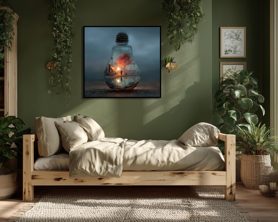 Magical Tree in Light Bulb | Surreal Fantasy Art | Dreamlike Digital ...