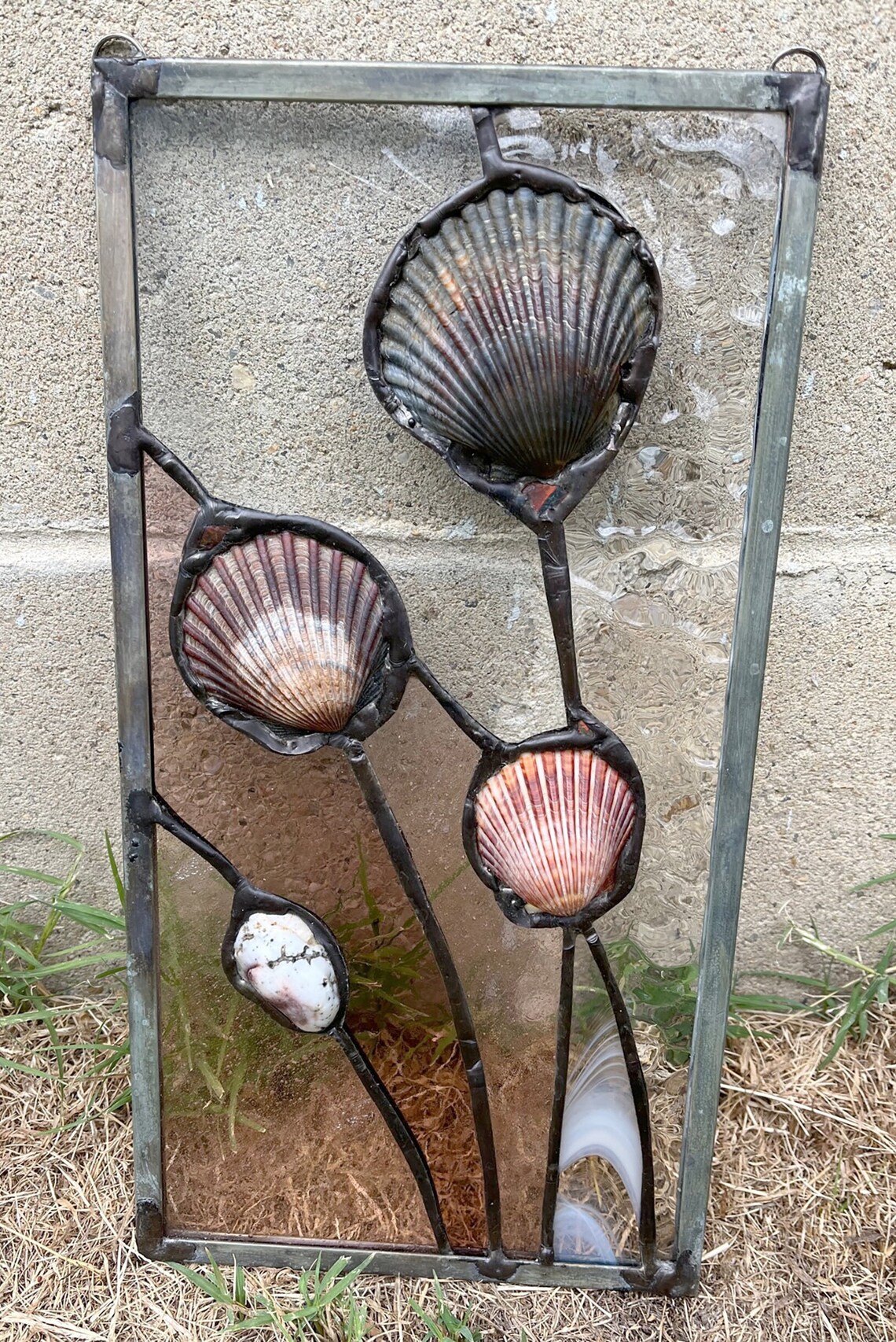 Blush Glass Panel With Shells - Etsy