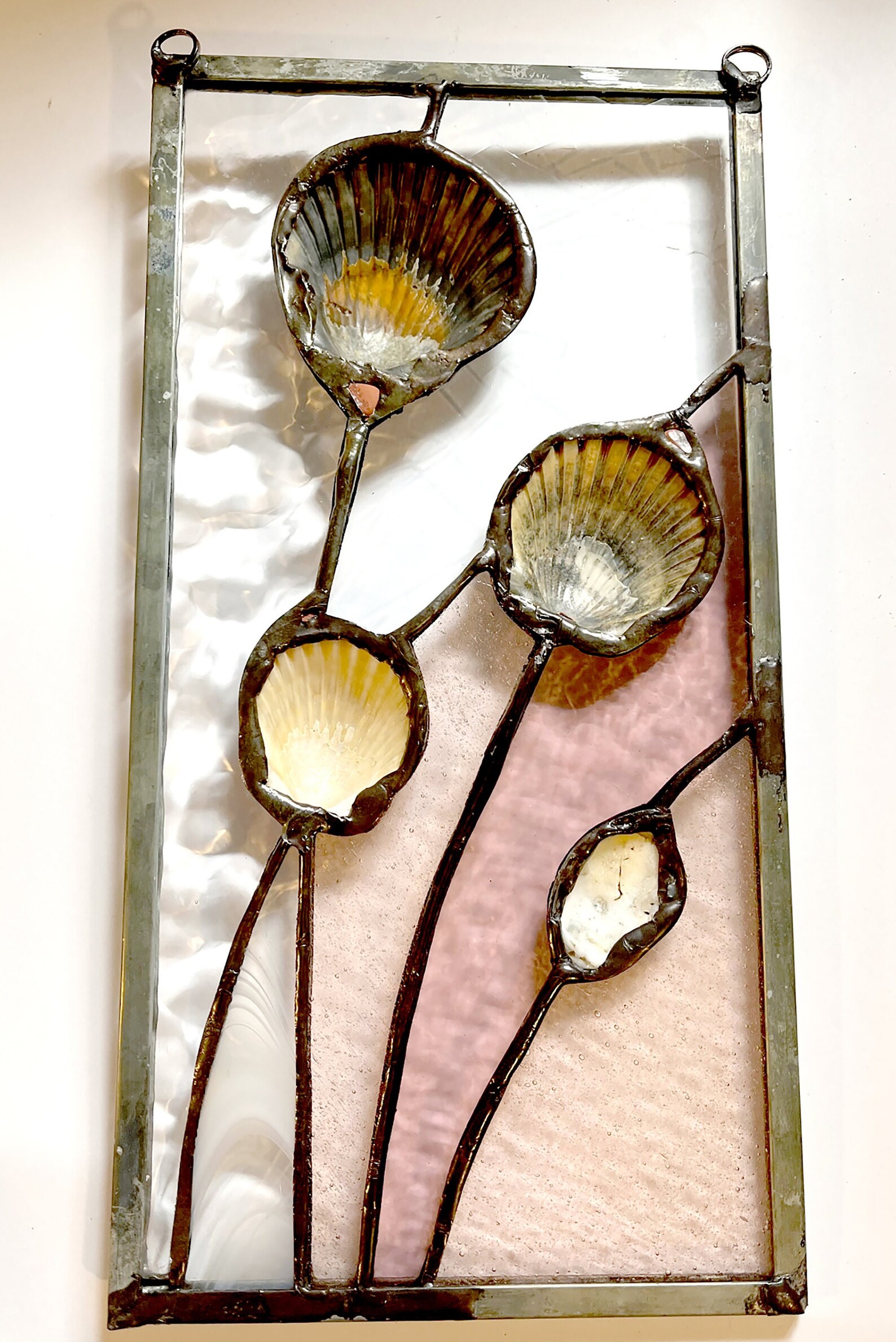 Blush Glass Panel With Shells - Etsy