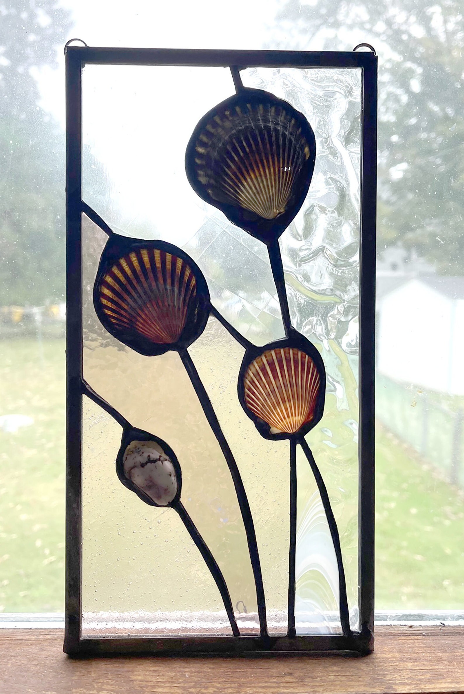 Blush Glass Panel With Shells - Etsy