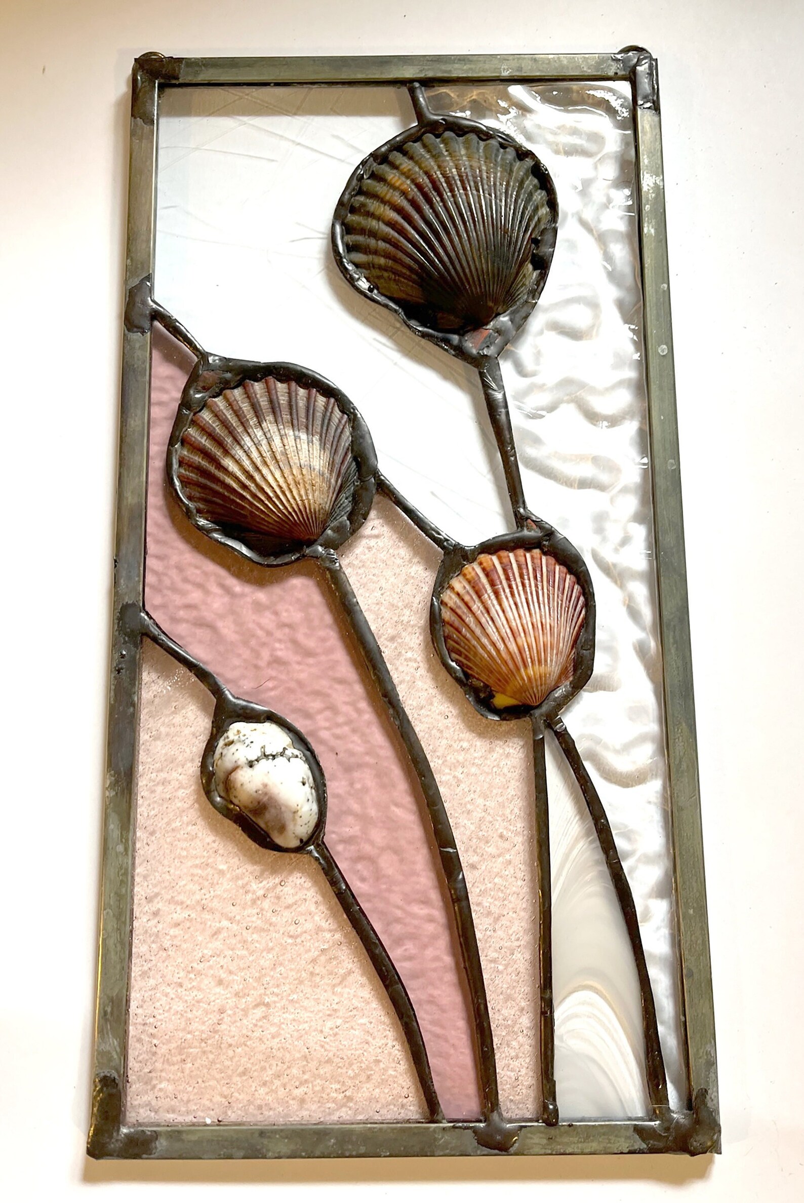 Blush Glass Panel With Shells - Etsy