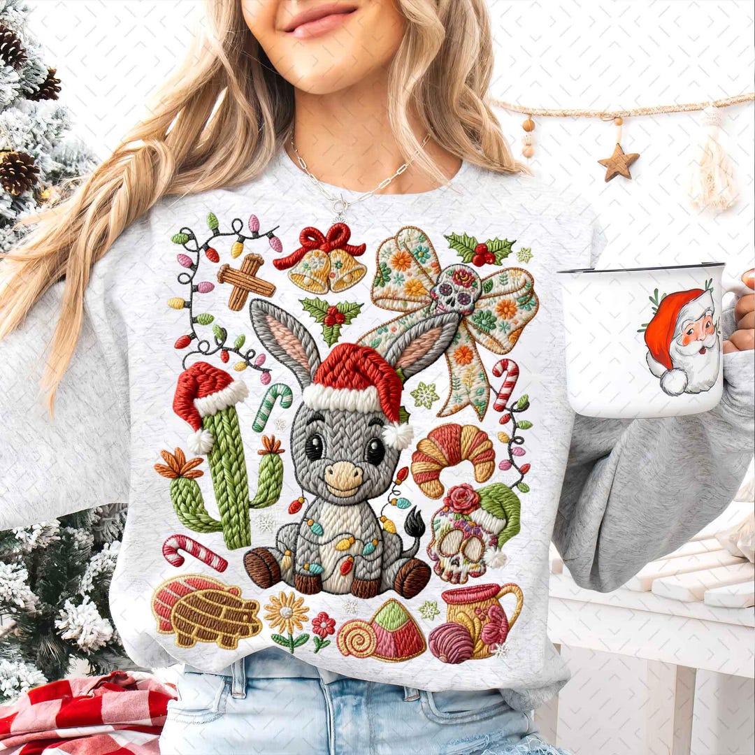 Mi Donkey Mexican Christmas Latch Hook Faux Yarn Crochet Png, Faux Yarn ...
