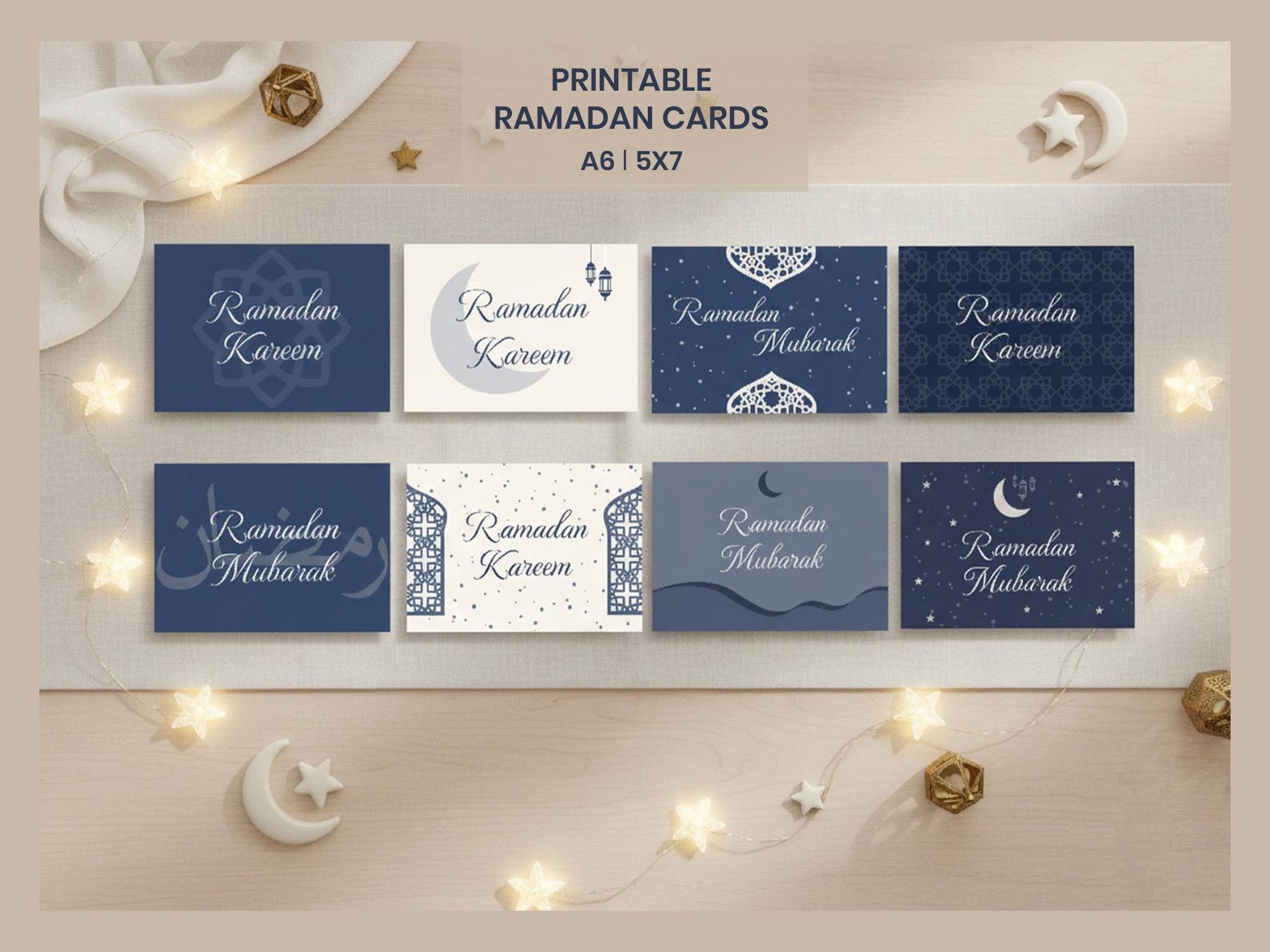Ramadan Greeting Cards Set of 8 | Minimal Islamic Ramadan Kareem ...
