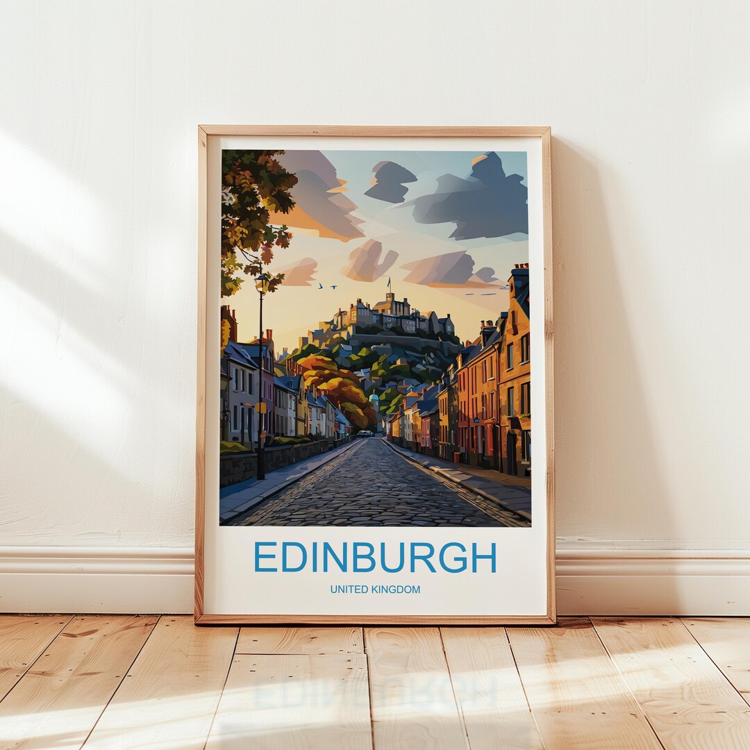 Edinburgh Castle Travel Poster: Vintage Scotland City Art (digital ...