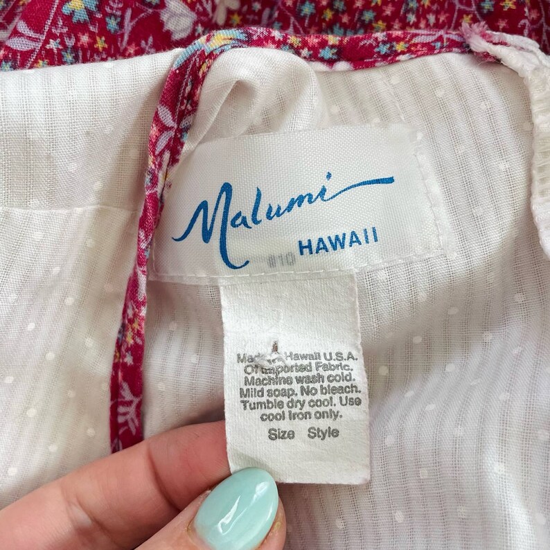 Vintage 70s 80s Malumi Hawaii Prairie Ditsy Floral Puff Sleeve Maxi ...