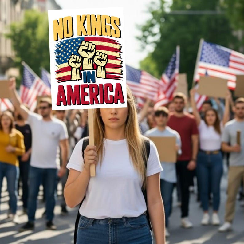 No Kings in America Protest Sign, Anti-trump Resistance, Political ...