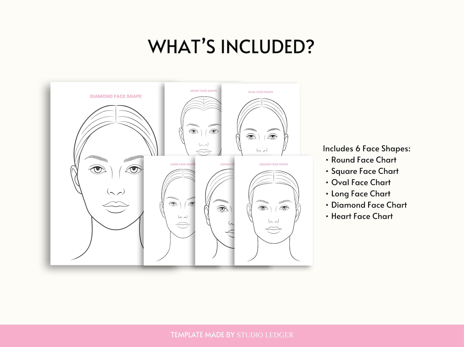Makeup Practice Face Chart Kit 6 Face Shape Templates - Etsy