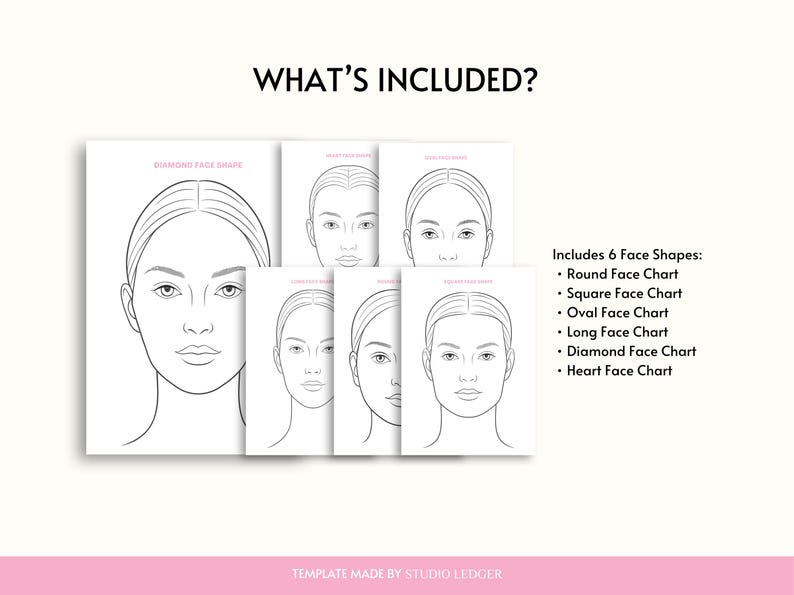 Makeup Practice Face Chart Kit 6 Face Shape Templates - Etsy
