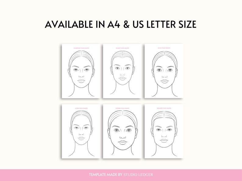 Makeup Practice Face Chart Kit 6 Face Shape Templates - Etsy