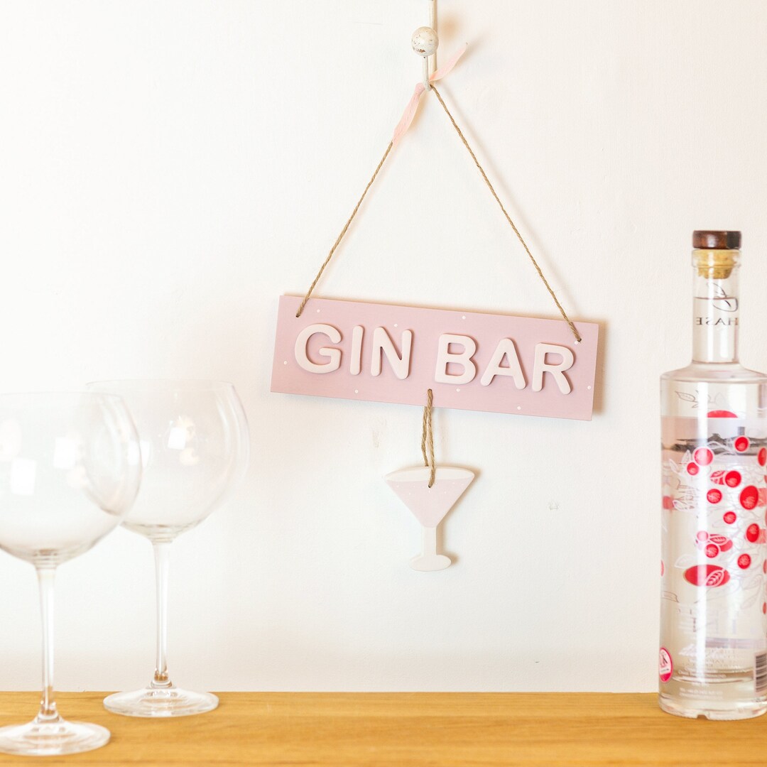 Personalised Wooden Door Sign Gin Sign Home Kitchen Sign Home Room Sign ...