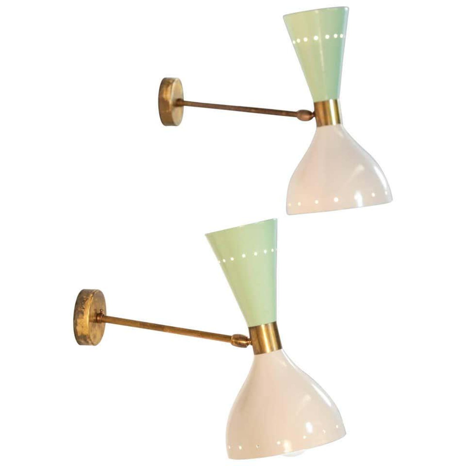 Mid Century Modern Brass Wall Sconce - Stilnovo Style 2-light Lamp - Etsy