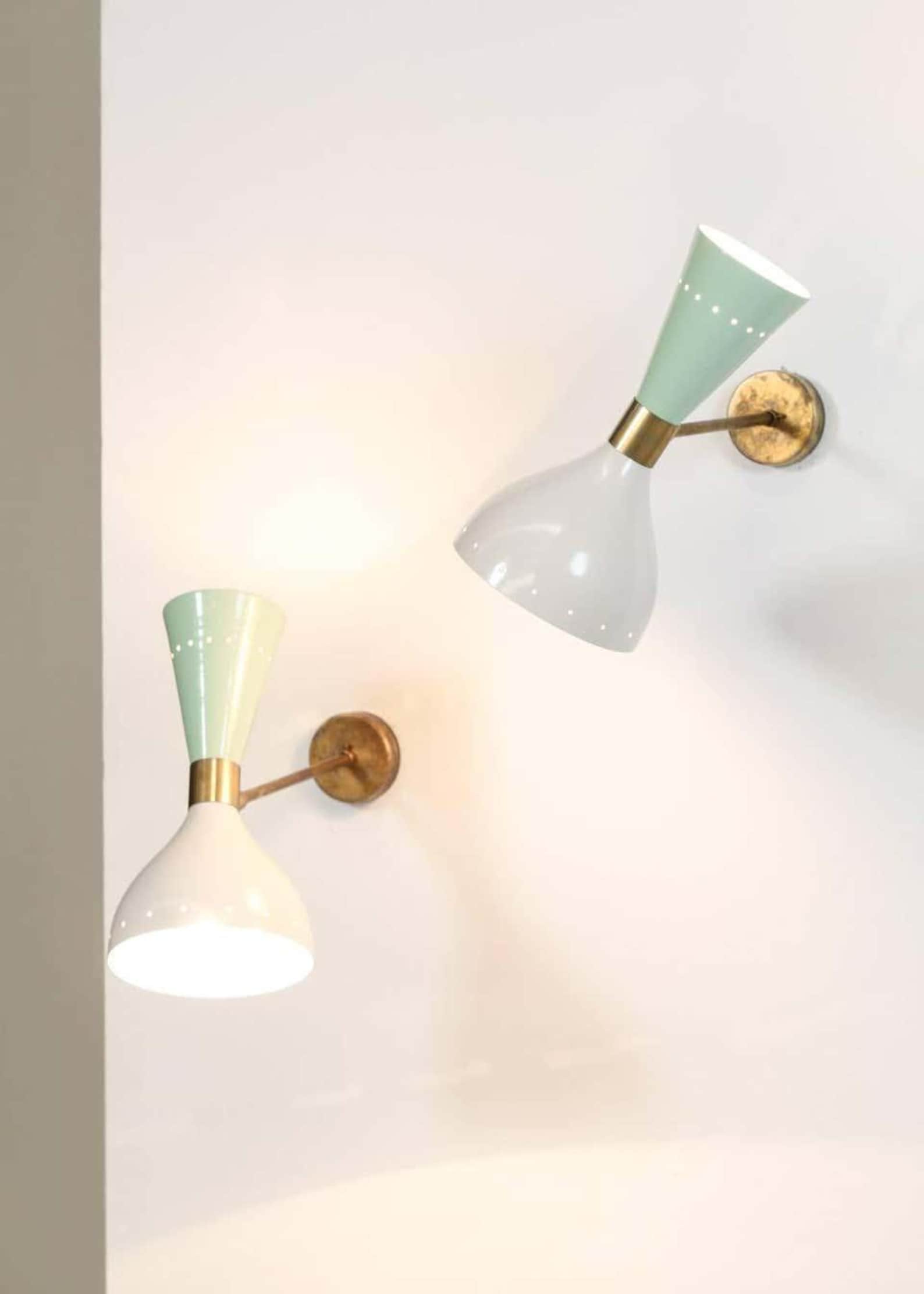 Mid Century Modern Brass Wall Sconce - Stilnovo Style 2-light Lamp - Etsy