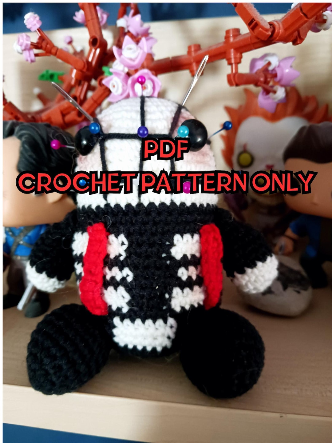 Pinhead Horror Easy Crochet Pattern. Low Sew Halloween Crochet Pattern ...