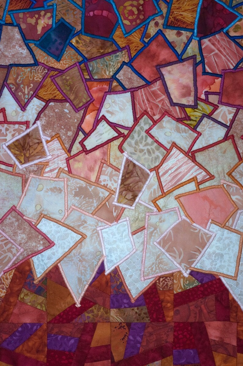 Fine Art Quilt, Red Storm, Machine Appliqued, Quilted Red Wall Art - Etsy
