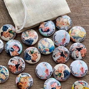 Retro Wedding Day Pins SET of 25 PARTY PACK Vintage Bride & Groom ...