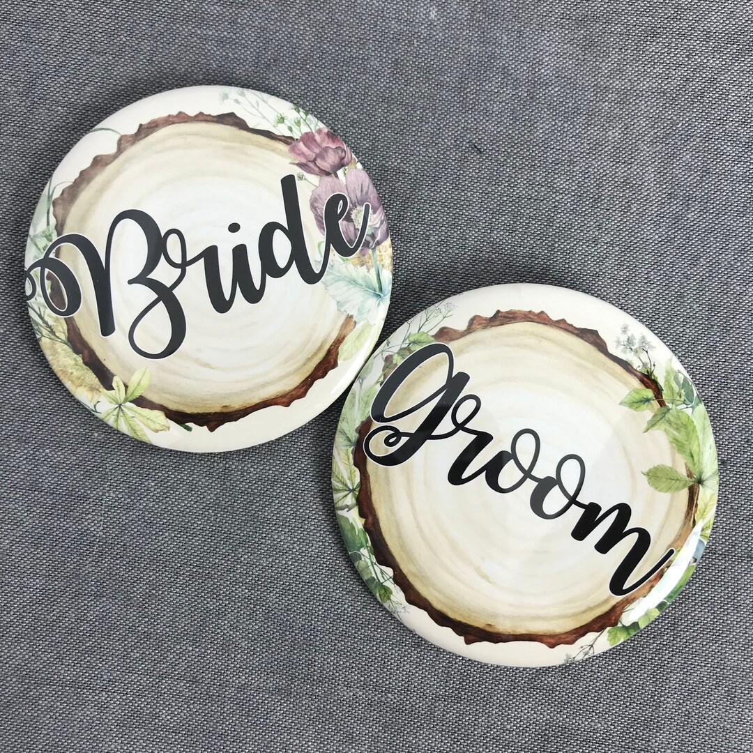 Rustic Wood Wedding Shower Pin | Personalized Family Name Badges ...