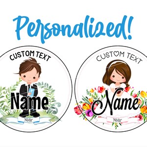 First Communion Party Pins | Personalized Family Name Badge | Religious ...