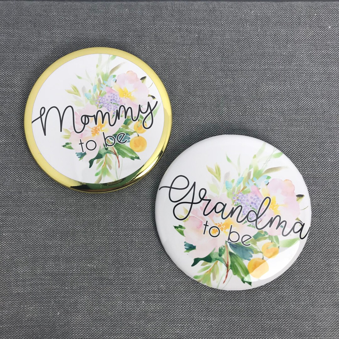 Peach Mint Floral Pins Mommy to Be Pins Gender Neutral - Etsy