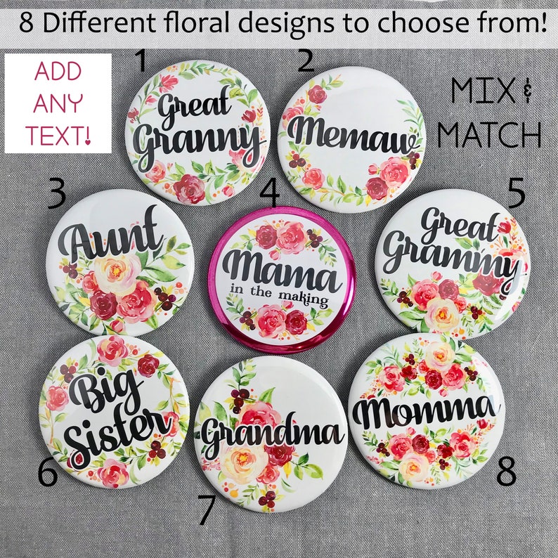 Mommy to Be Pinback Buttons | Bridal Party Name Tags Gifts | Family ...
