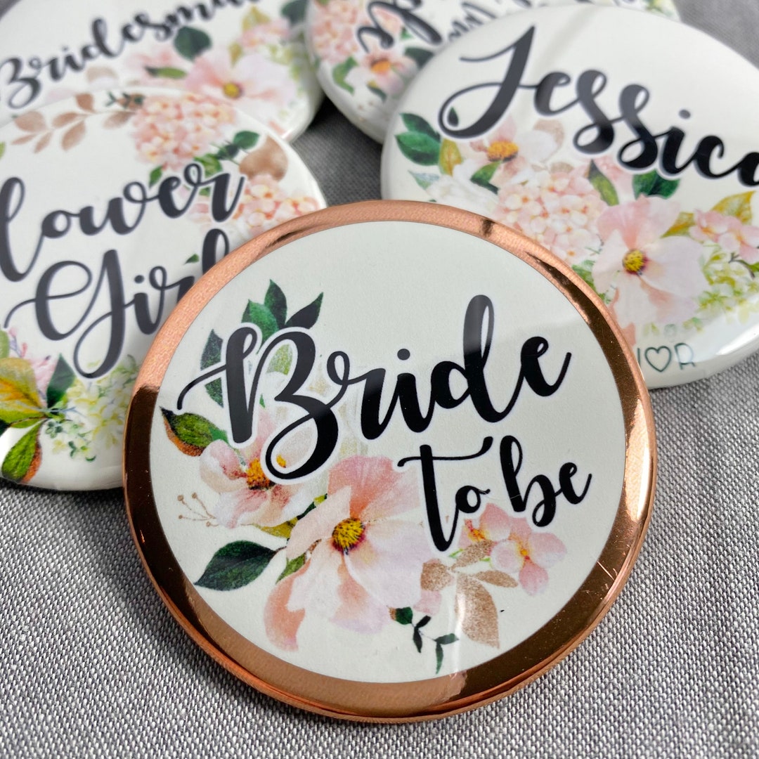Custom Wedding Pins Mommy to Be Baby Shower Buttons Rustic Peach Pink ...