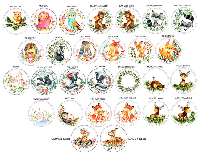 Woodland Baby Shower Mommy to Be Pins Forrest Baby Animal - Etsy