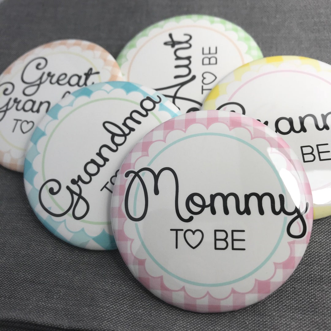 Custom Party Pin With Pastel Checkered Gingham Check Pattern for Baby ...