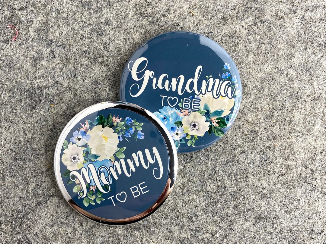 Blue Ivory Baby Shower Pin | Personalized Family Name Badges | Mommy to ...