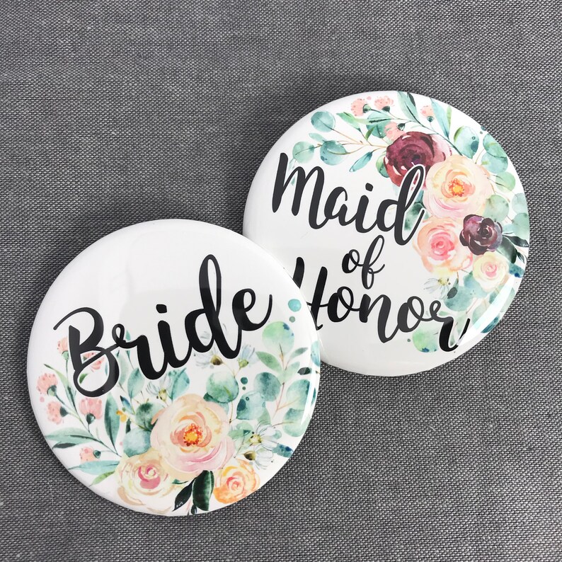 Blush Wedding Party Pin Personalized Family Name Badges - Etsy