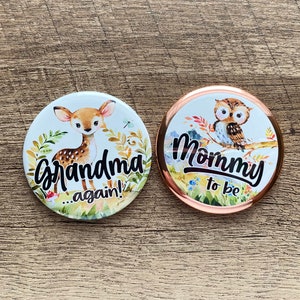 Woodland Animals Baby Shower Pins | Mommy to Be | Forest Baby Animal ...