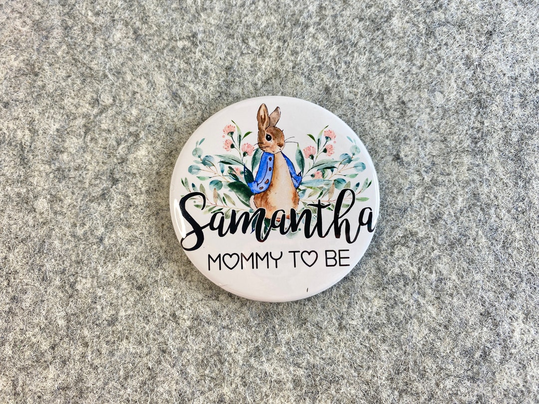 Peter Rabbit Custom Name Pins for Baby Shower Family Name Badges ...