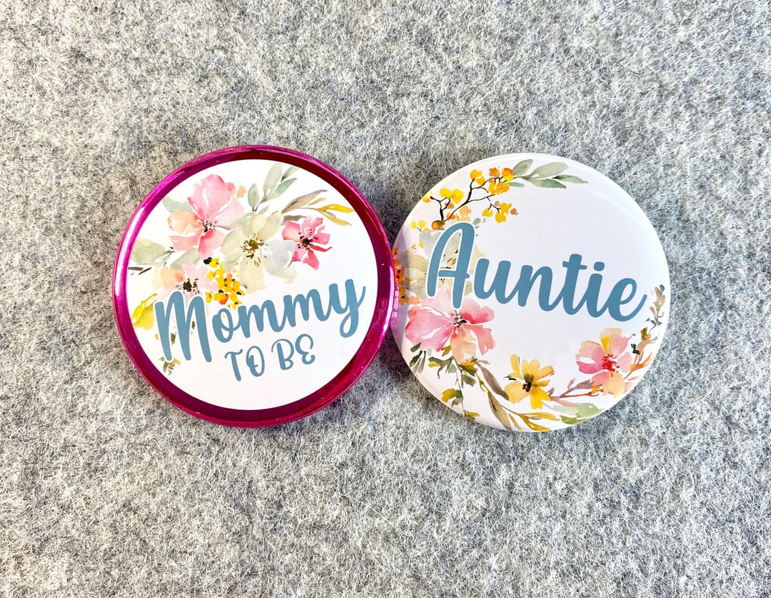 Baby Shower Name Buttons Mommy to Be Corsage Pin Personalized Family ...