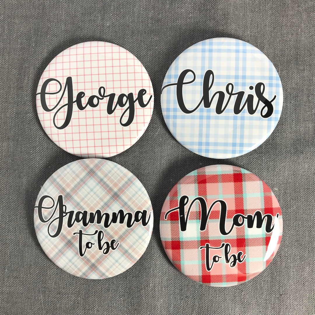 Plaid Party Pin | Flannel Pattern Family Name Badge | Checkered Daddy ...