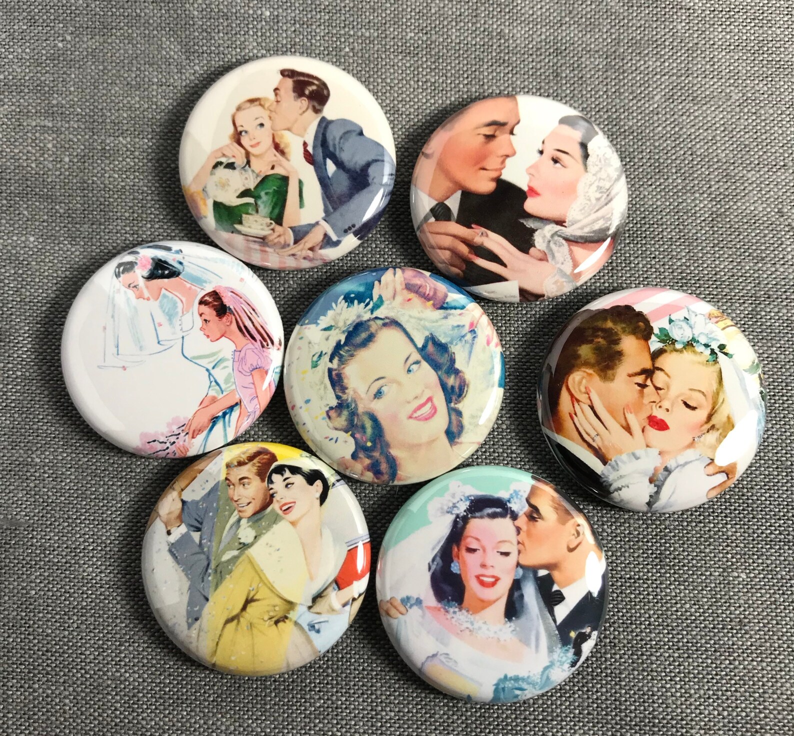 Retro Wedding Day Pins SET of 25 PARTY PACK Vintage Bride | Etsy