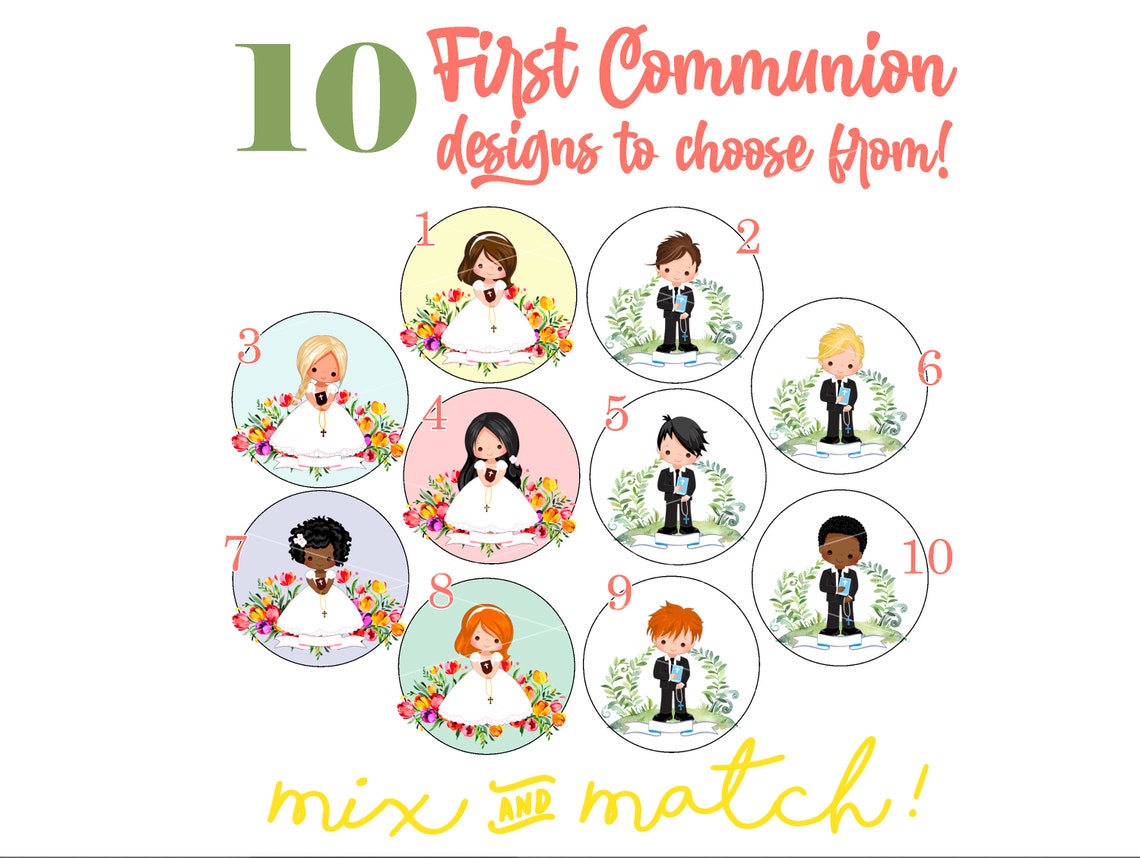 First Communion Party Pins | Personalized Family Name Badge | Religious ...