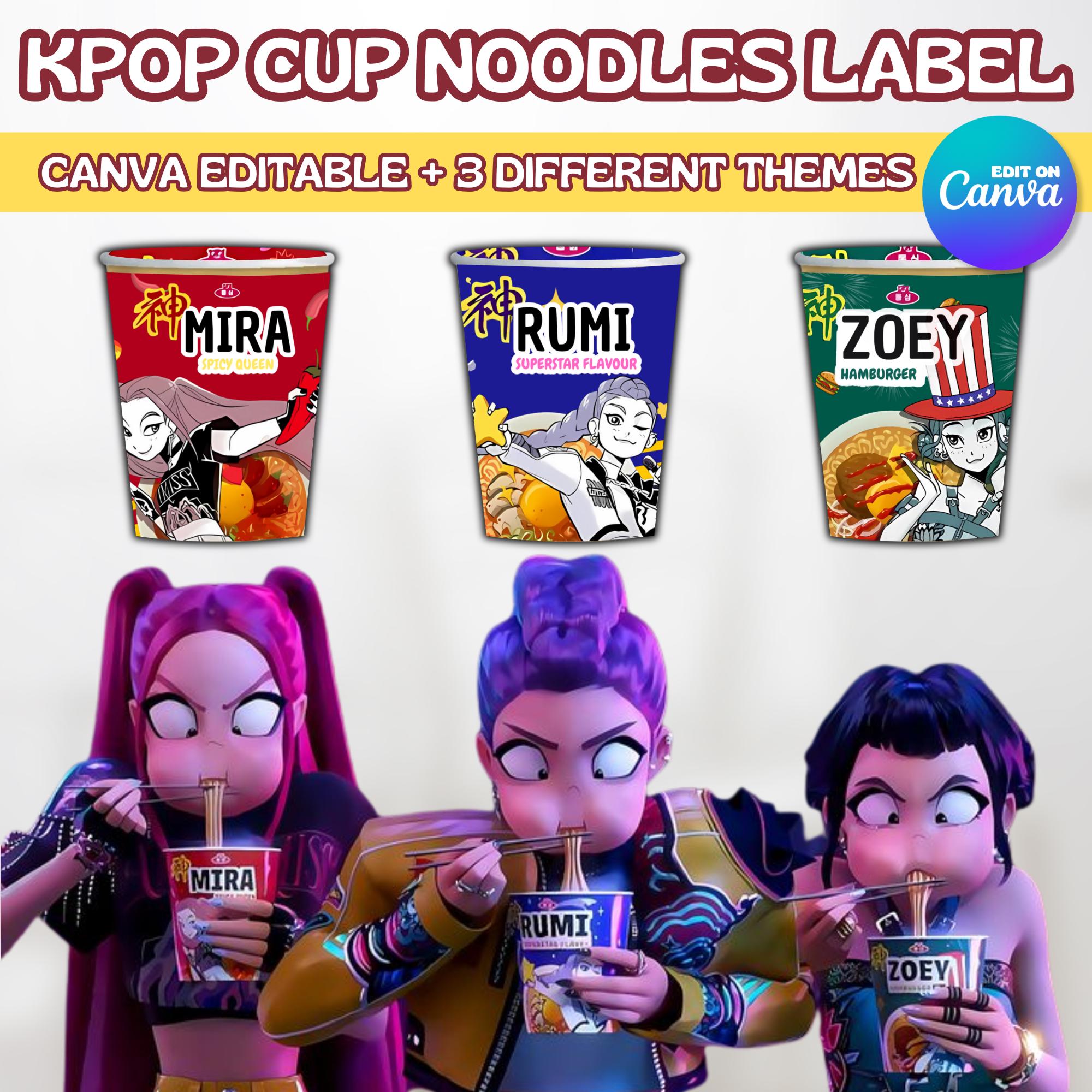 Kpop Demon Hunters, Cup Noodle Labels Ramyeon, Cosplay Party Huntrix Ramen, Rumi Mira Zoey, Kpop ...