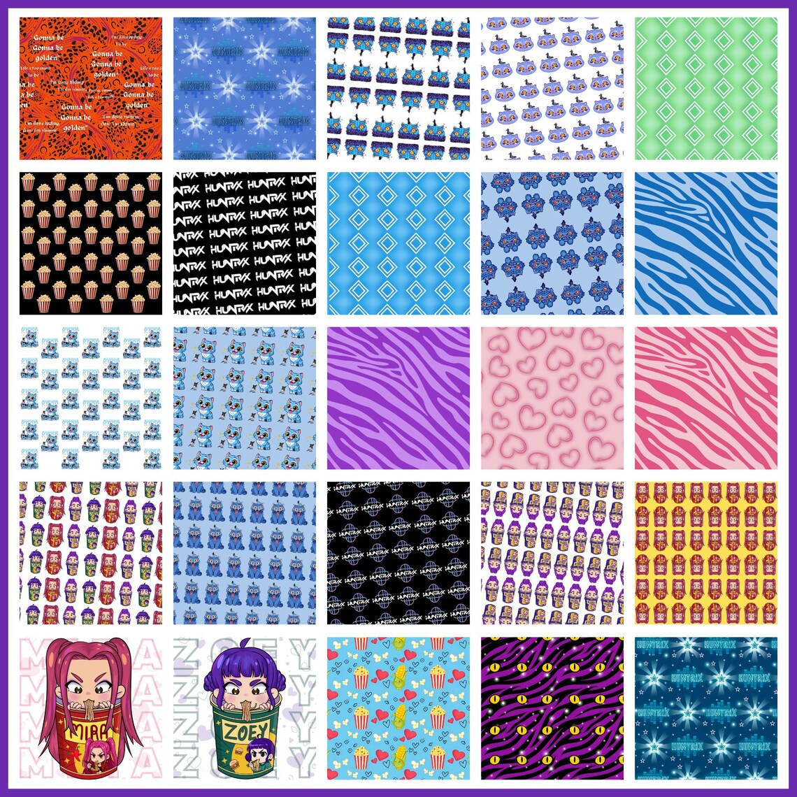 Kpop Demon Hunters Digital Paper, Huntrix Movie Scrapbook Designs ...