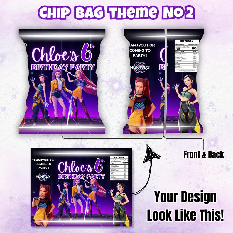 Kpop Demon Hunter Chip Bag Label, Birthday Party Favor (printable) - Etsy