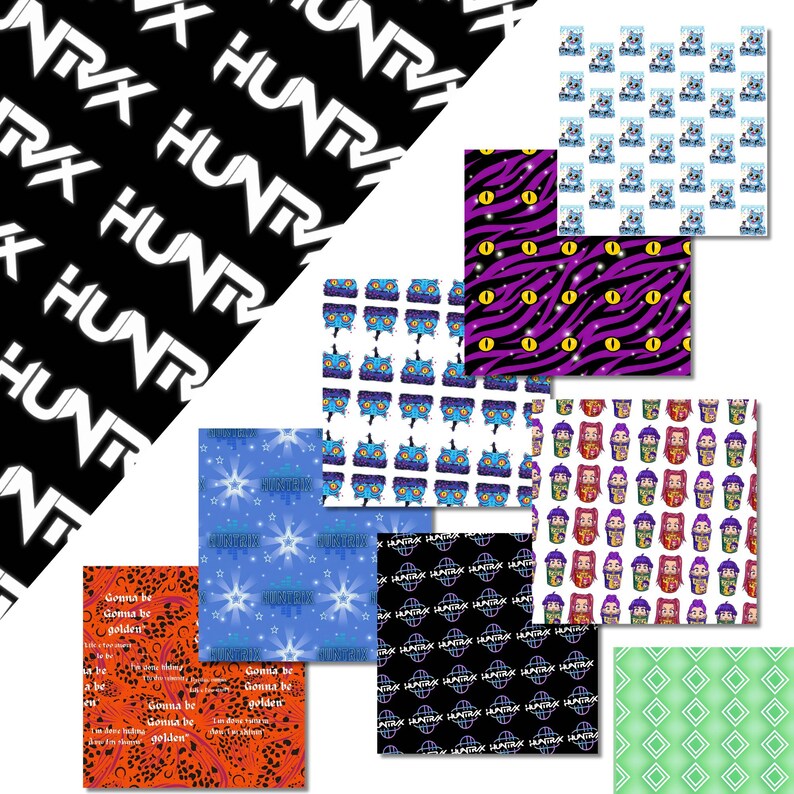 Kpop Demon Hunters Digital Paper, Huntrix Movie Scrapbook Designs ...