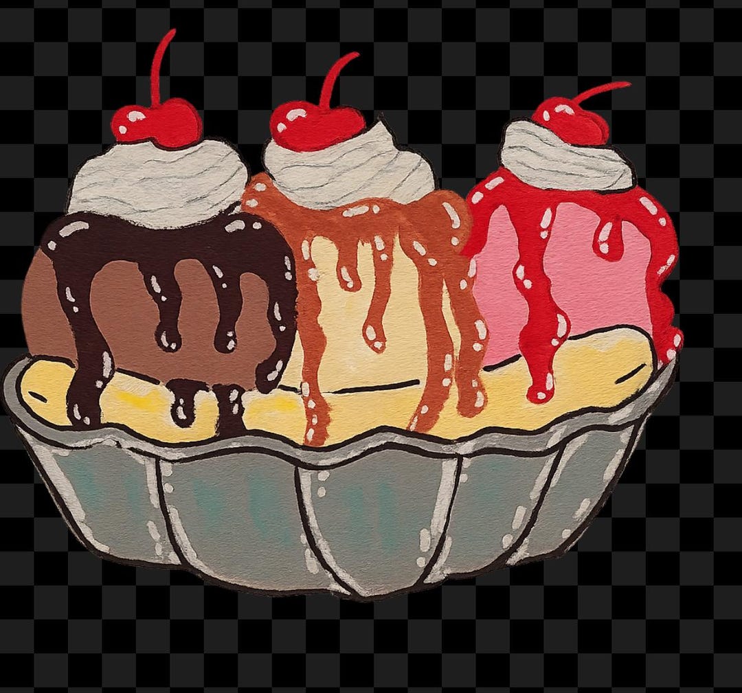 Banana Split Sticker Hand Drawn! - Etsy