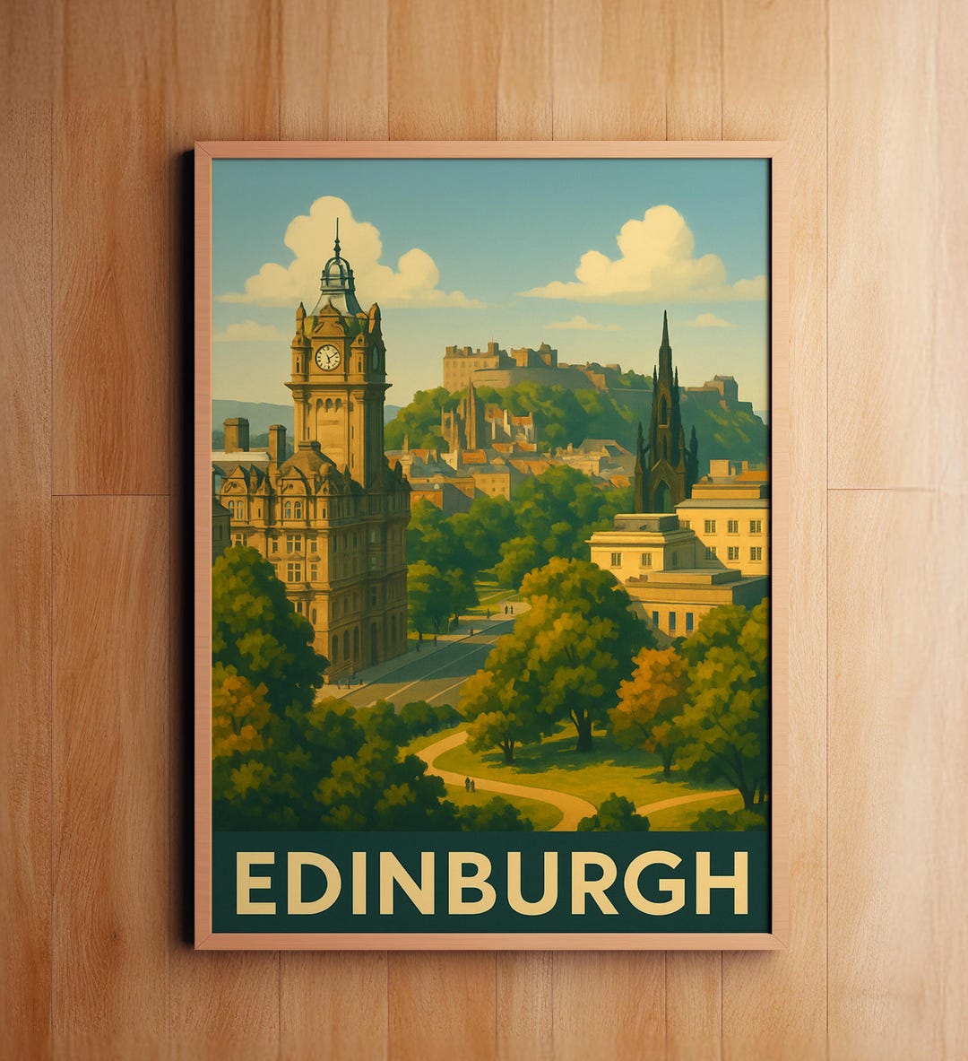 Edinburgh Art Print | Vintage Scotland Travel Poster | Retro City Wall ...
