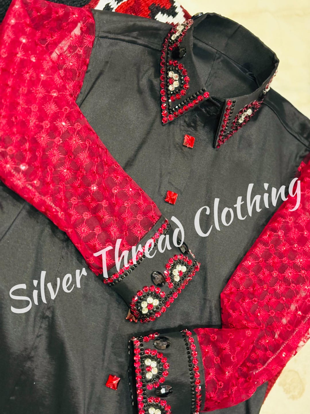 Western Red Show Shirt With Matching Show Pad Combo Showmanship Outfit ...