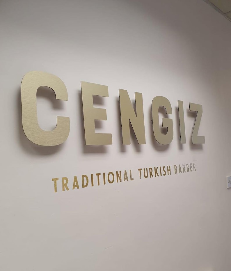 Floating Metal Sign, Laser Cut Letters, Business Sign, Flat Cut Sign ...