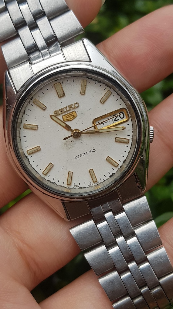 Vintage Seiko 5 automatic white dial from Japan day/d… - Gem