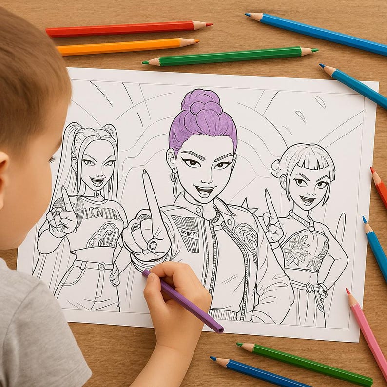 K-pop Demon Hunters Coloring Book – Anime Manga Style (PDF & PNG) - Etsy