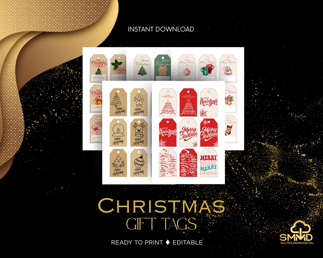 Printable Christmas Gift Tags Bundle | Editable Canva + PDF | 8.5x11 ...