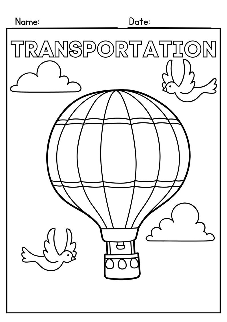Transportation Coloring Worksheet - Etsy