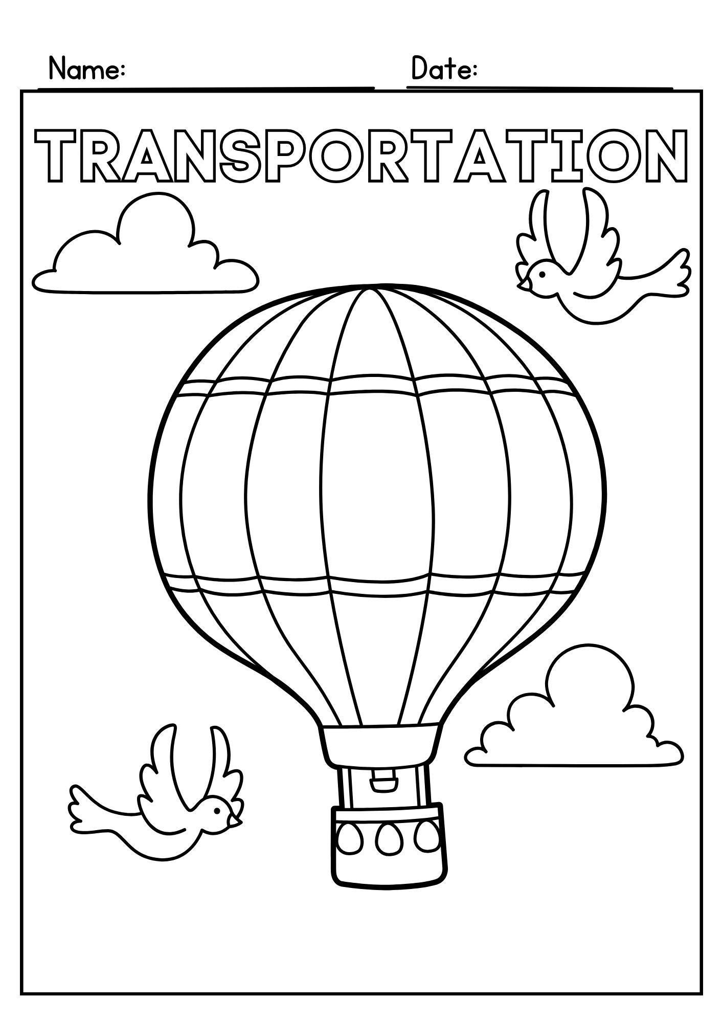 Transportation Coloring Worksheet - Etsy