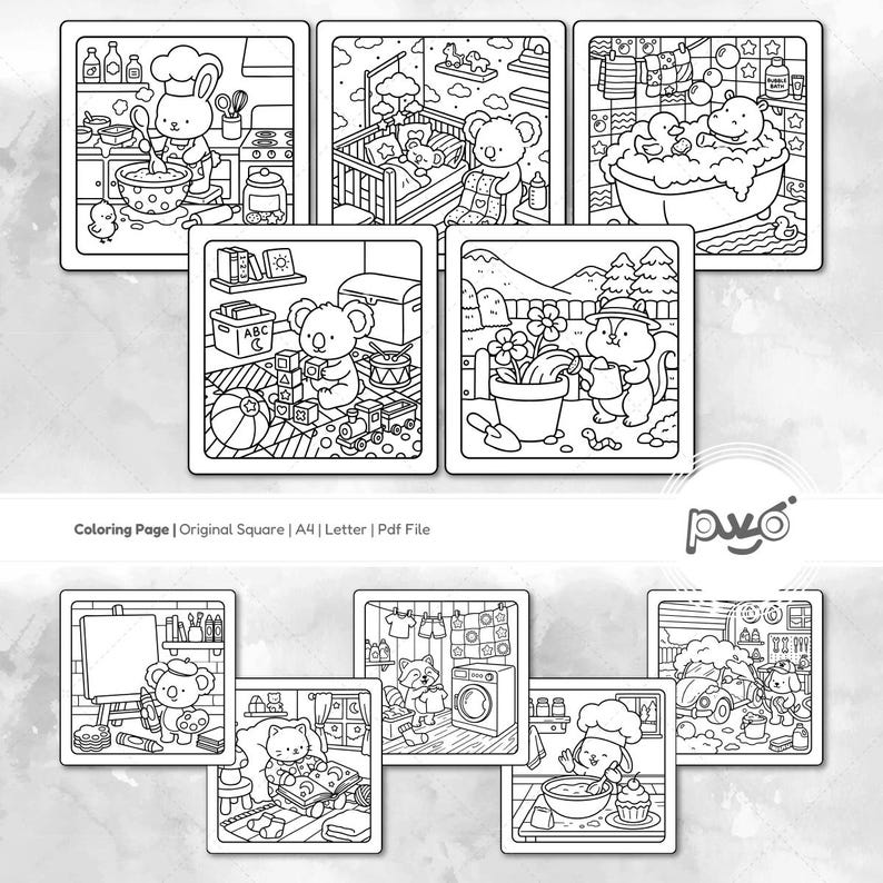 30 Printable Animal Activity Coloring Pages | PDF Download | Puvvo - Etsy
