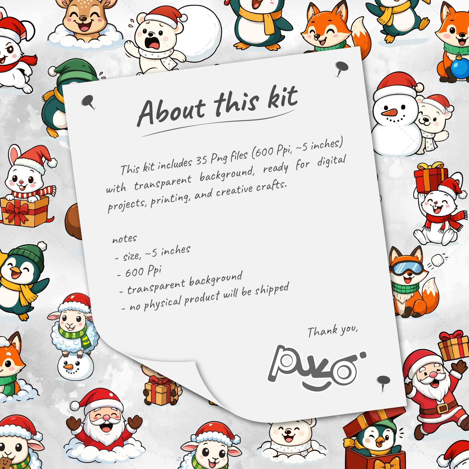 Christmas Clipart Bundle | Cute Santa, Reindeer, Fox, Bunny, Penguin ...