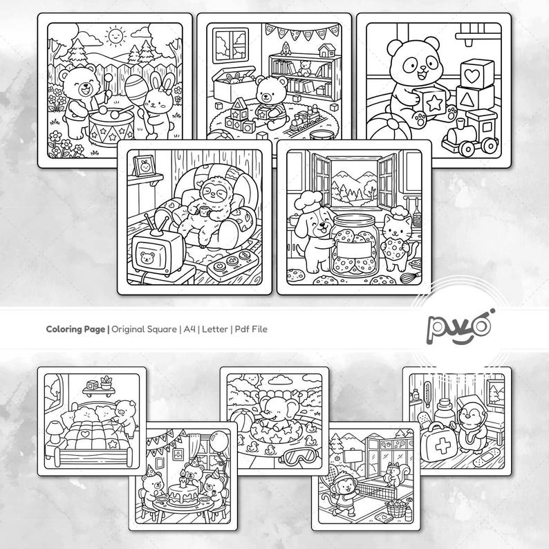 30 Printable Animal Activity Coloring Pages | PDF Download | Puvvo - Etsy